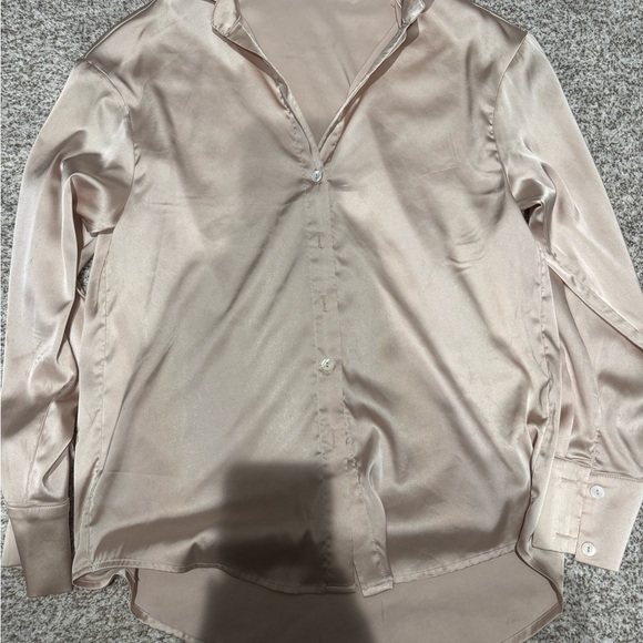 Cider | Tops | Cider Satin Button Down Shirt In Champagne | Poshmark